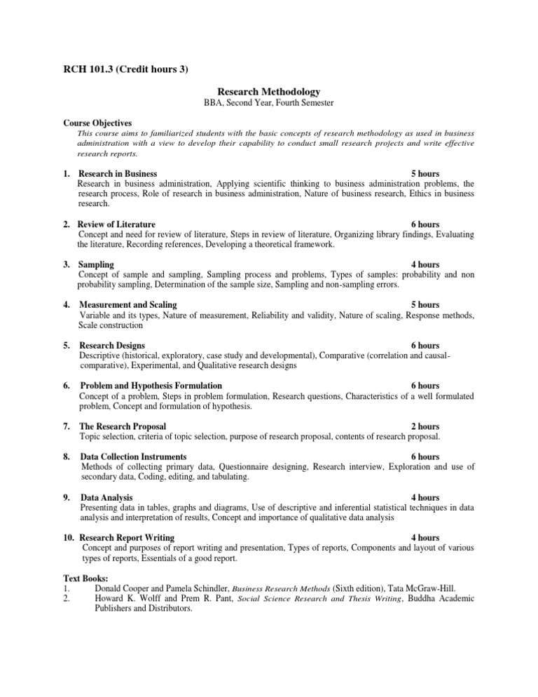 Research Methodology BBA IV RCH 101 | PDF | Art