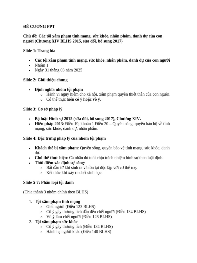 Đề Cương PPT - LHS 31.3.25 | PDF