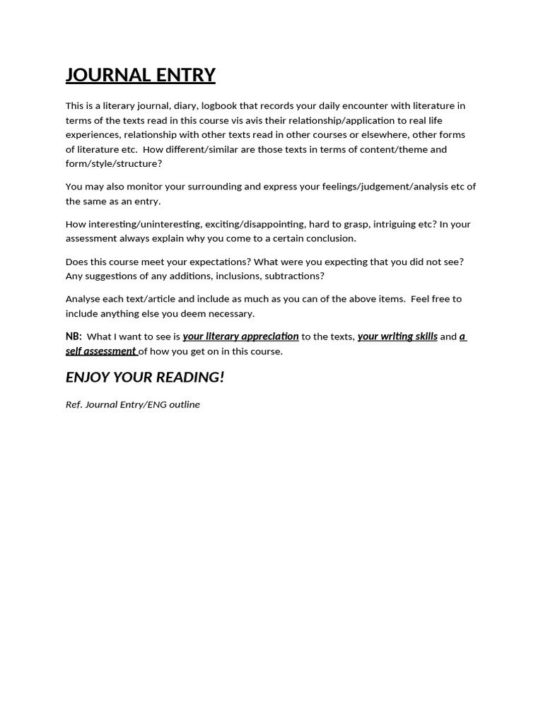 JOURNAL ENTRY | PDF