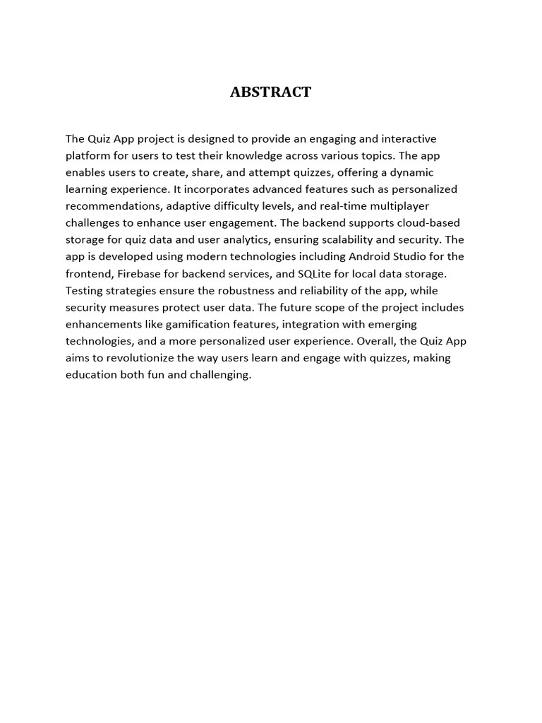 Abstract QUIZ APP | PDF