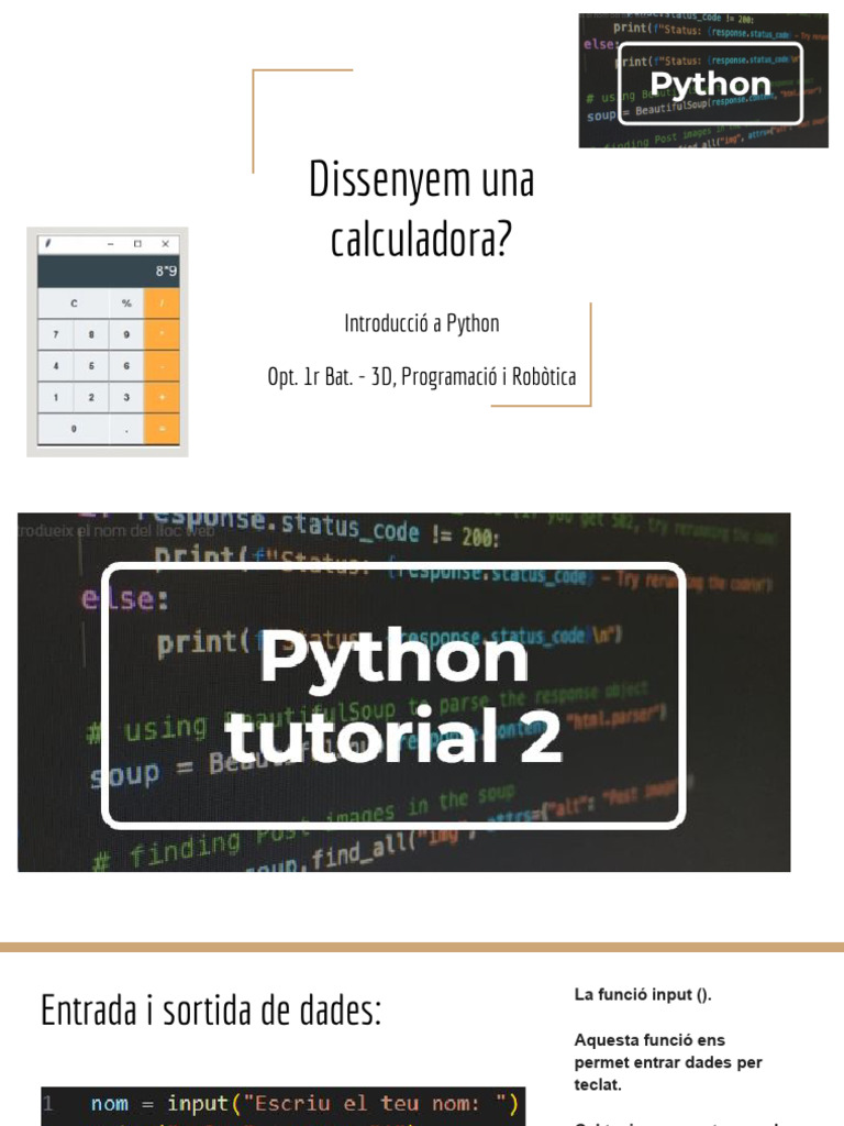 Python - Tutorial 2 (Entrada de dades) | PDF