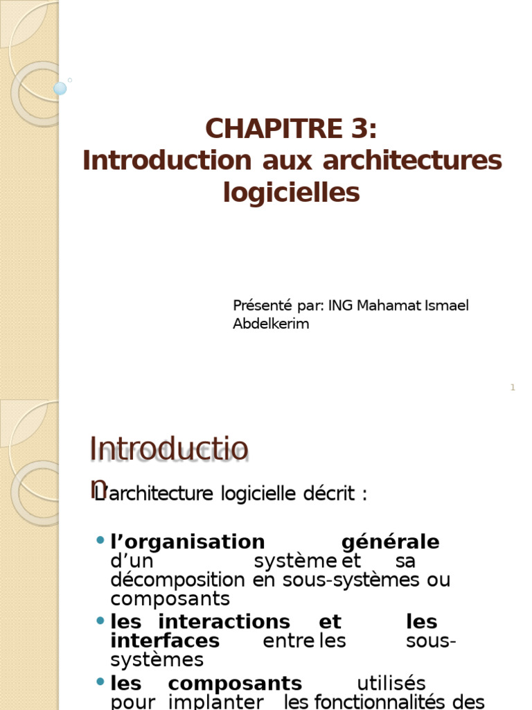 Chapitre3 IntroductionArchLogicielle | PDF | Serveur (Informatique) | Client–serveur