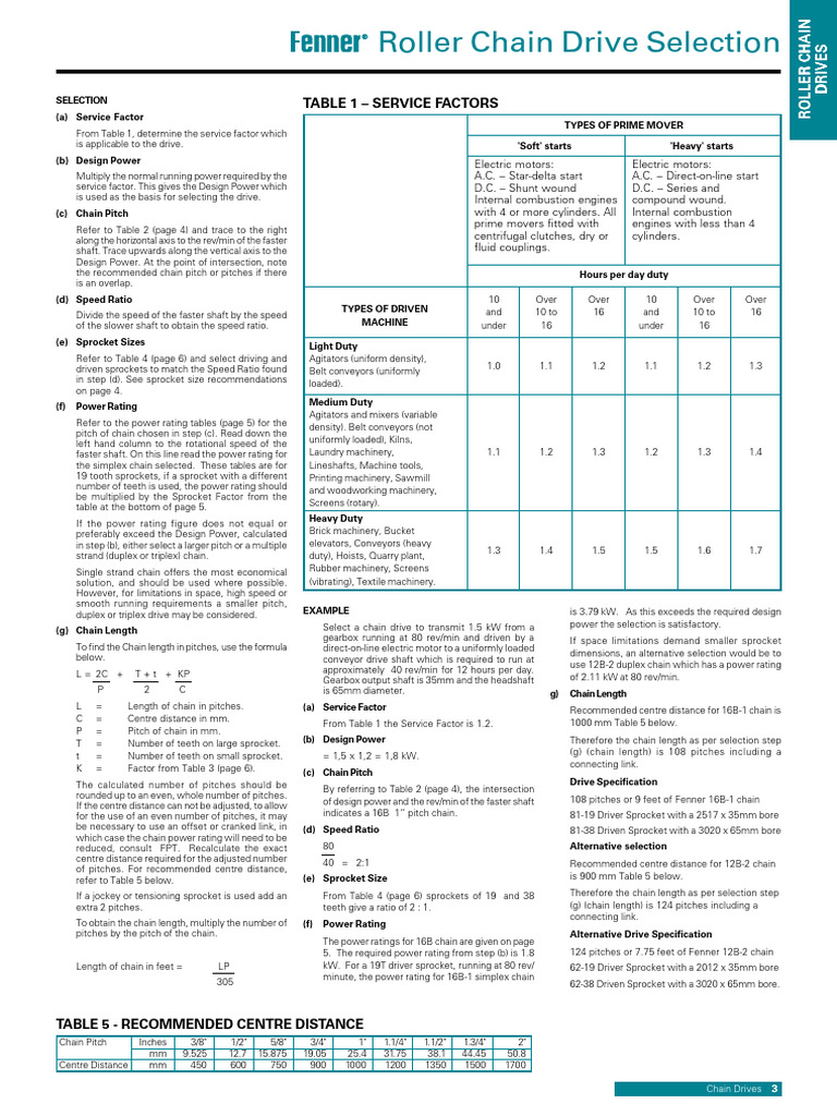 Roller Chain Drive Selection Guide | PDF | Engines | Manufactured Goods