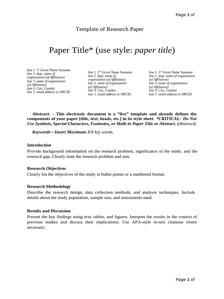 Research Paper Template Guide | PDF | Apa Style | Citation