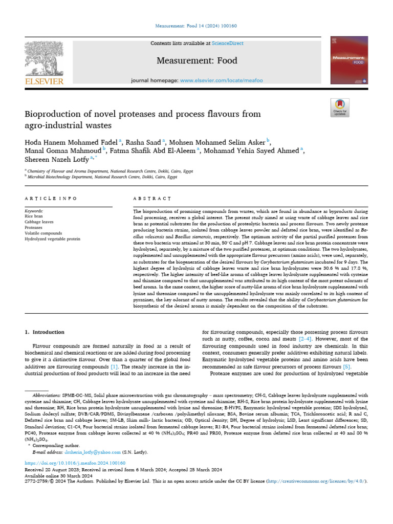 Bioproduction of Novel Proteases and Process Flavours From Agro ...