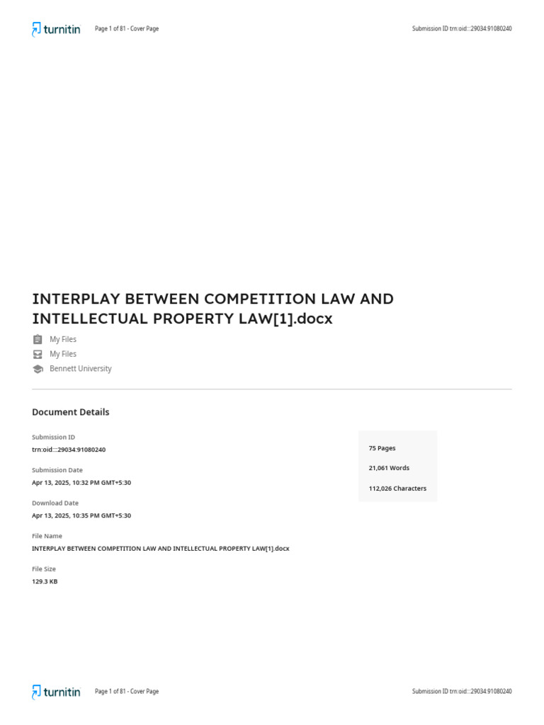 Interplay Between Competition Law and Intellectual_250413_223548 | PDF ...