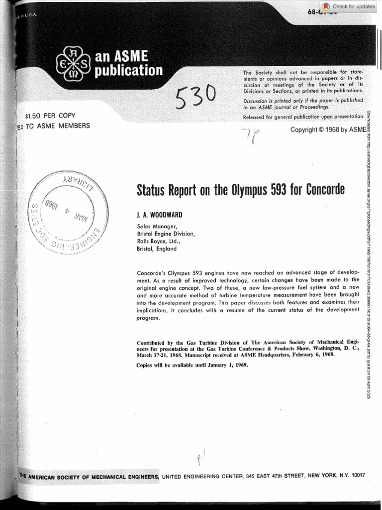 Status Report On The Olympus 593 For Concorde | PDF | Pump | Gas ...