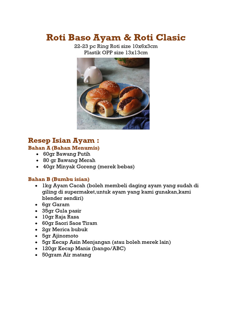 Resep Roti Baso Ayam Lezat | PDF
