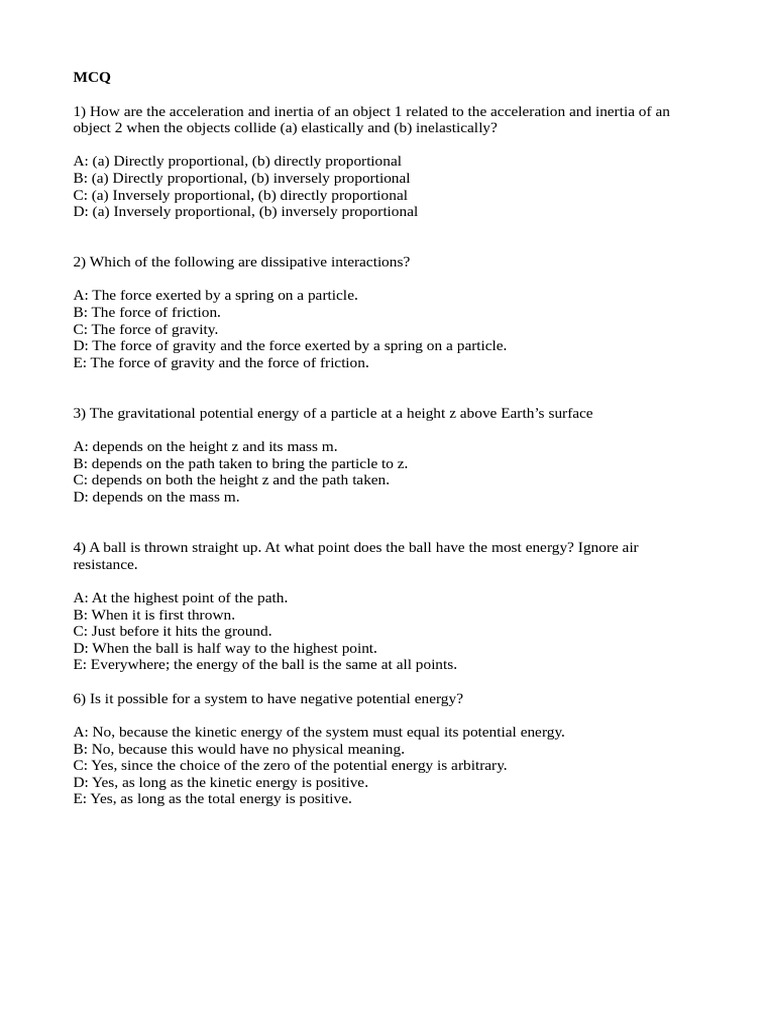 Ch7 Tut Problems | PDF | Force | Potential Energy