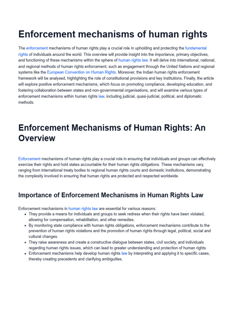 Human Rights Enforcement Mechanisms | PDF | Human Rights ...