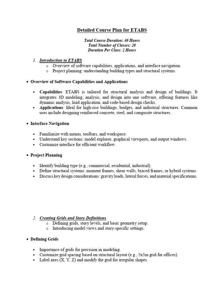 ETABS Course Overview and Structure | PDF | Beam (Structure ...