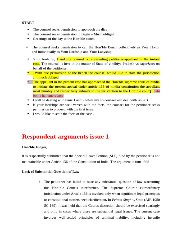 Respondent arguments issue 1 | PDF | Mens Rea | Criminal Law
