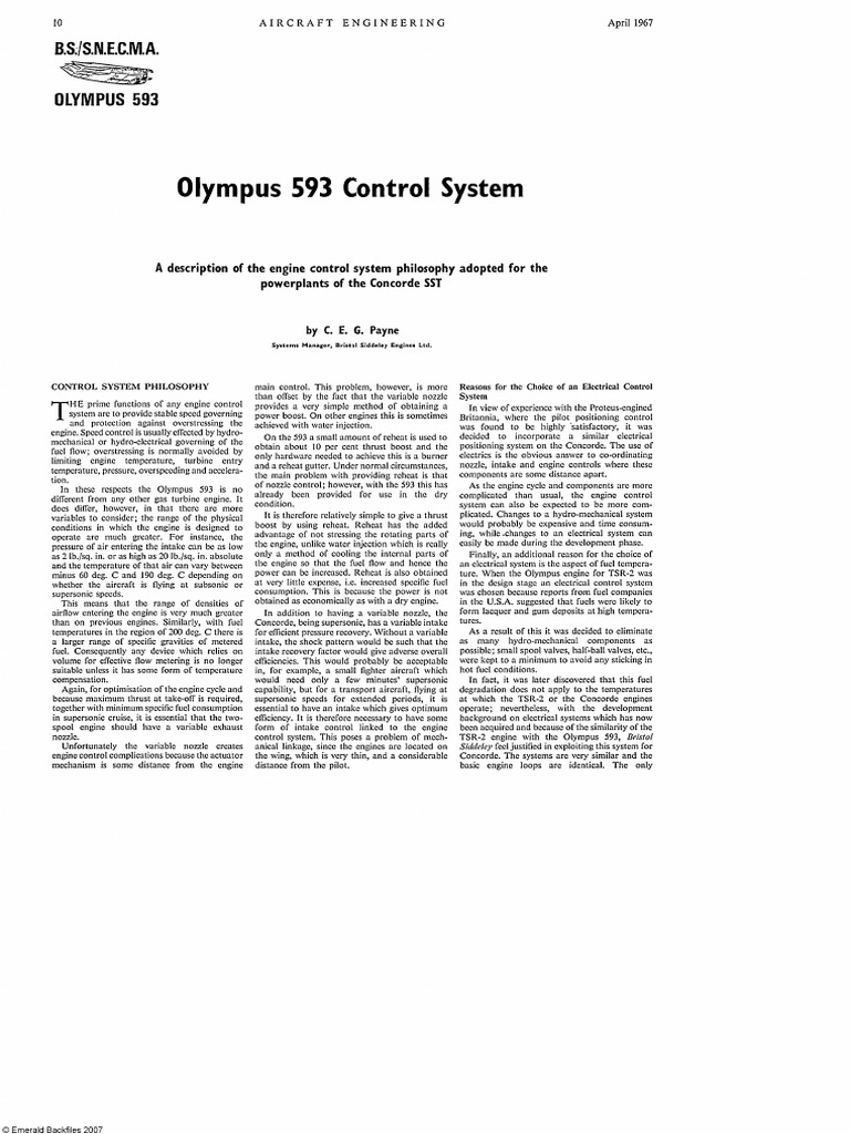 Olympus 593 Control System | PDF | Nozzle | Engines
