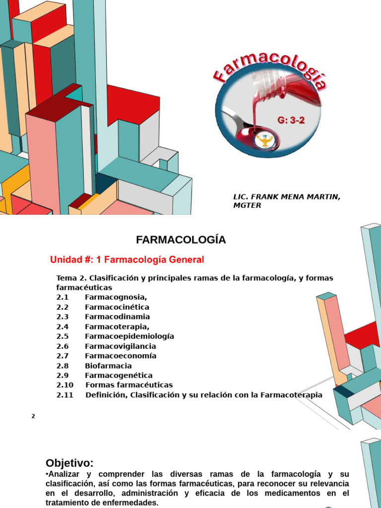 UNIDAD 1. CLASE 2. Clasificación y Principales Ramas de La Farmacología, y Formas Farmacéuticas ...
