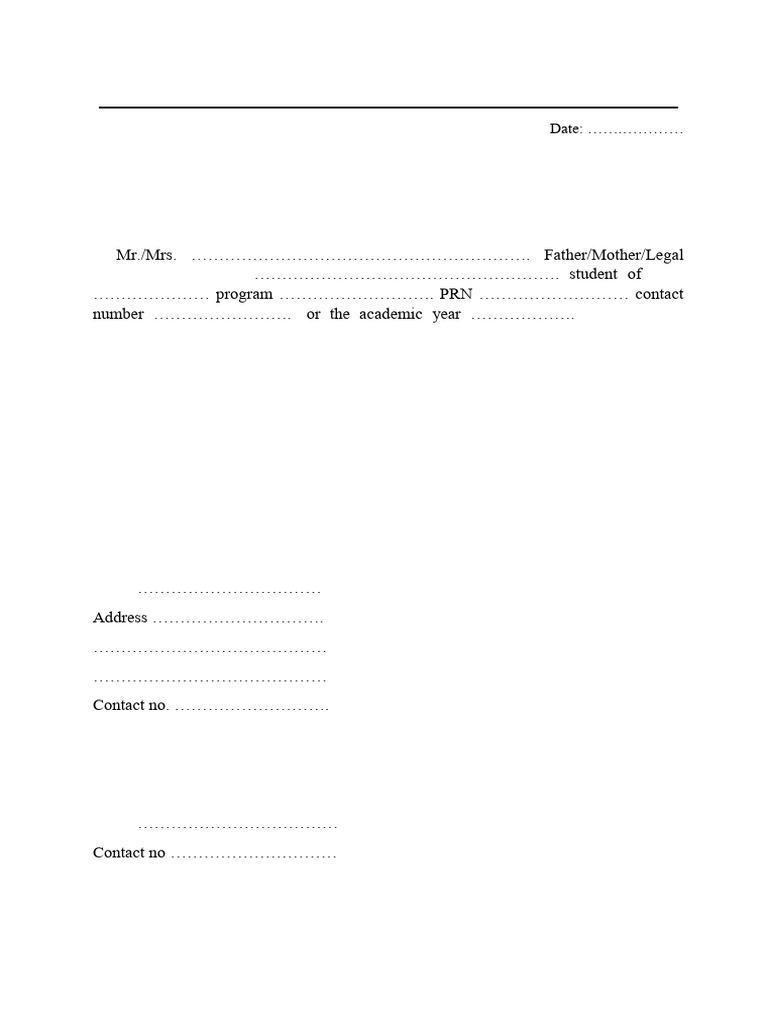 Parents' Undertaking For Hostel Application | PDF