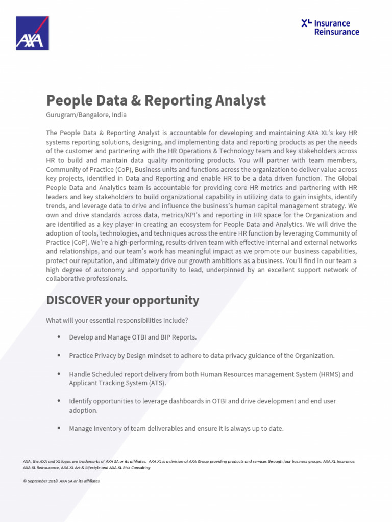 People Data & Reporting Analyst Role | PDF | Sustainability | Climate ...