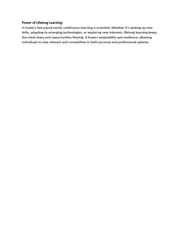 Power of Lifelong Learning | PDF