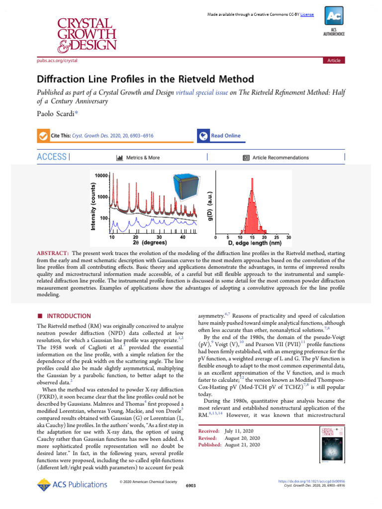 scardi-2020-diffraction-line-profiles-in-the-rietveld-method | PDF | Anisotropy | Chemistry