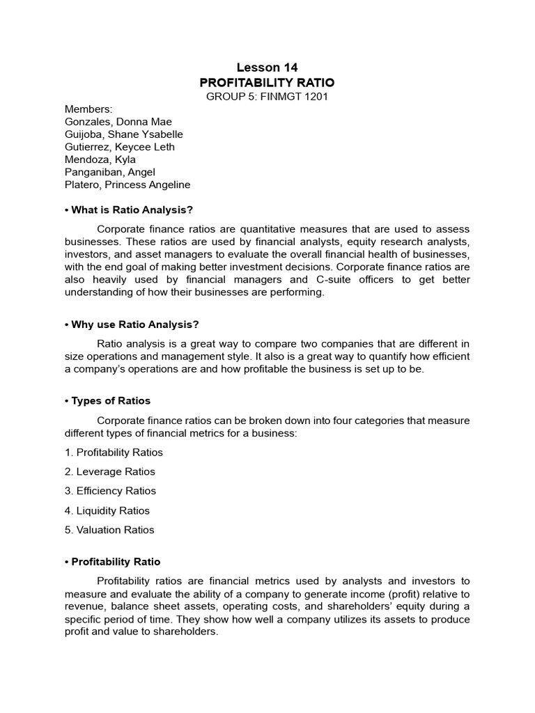 L14 Profitability Ratios Manuscript | PDF | Gross Margin | Revenue