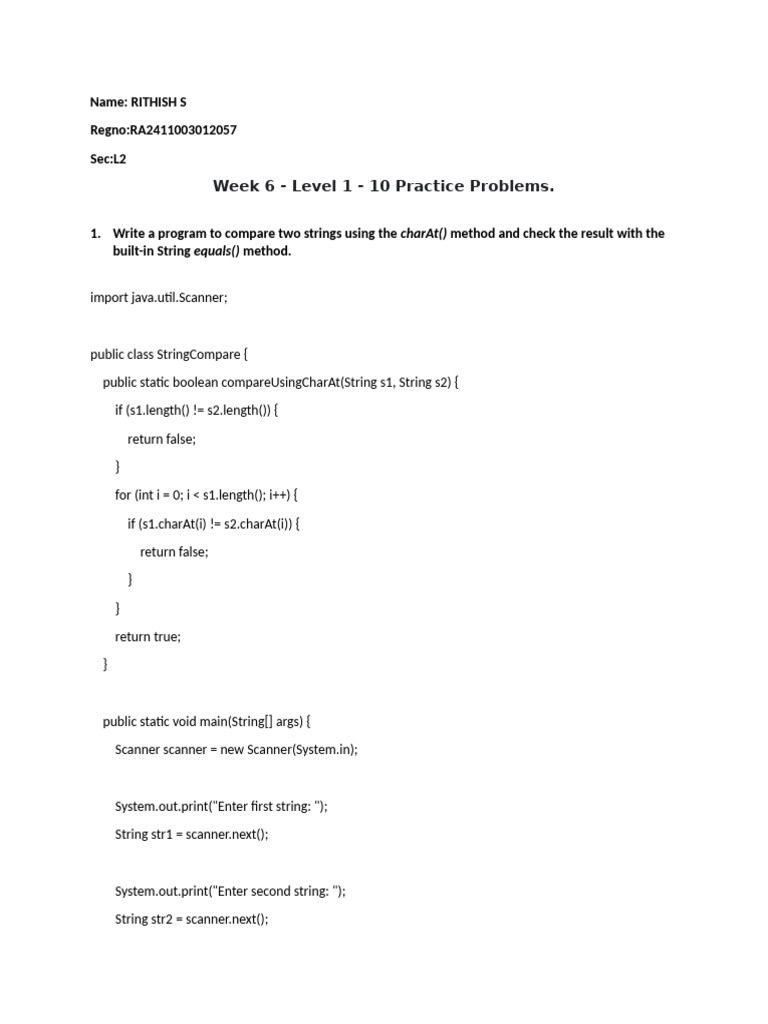 Week 6 - Level 1 - 10 (Step) Rithish S | PDF | Software Engineering ...