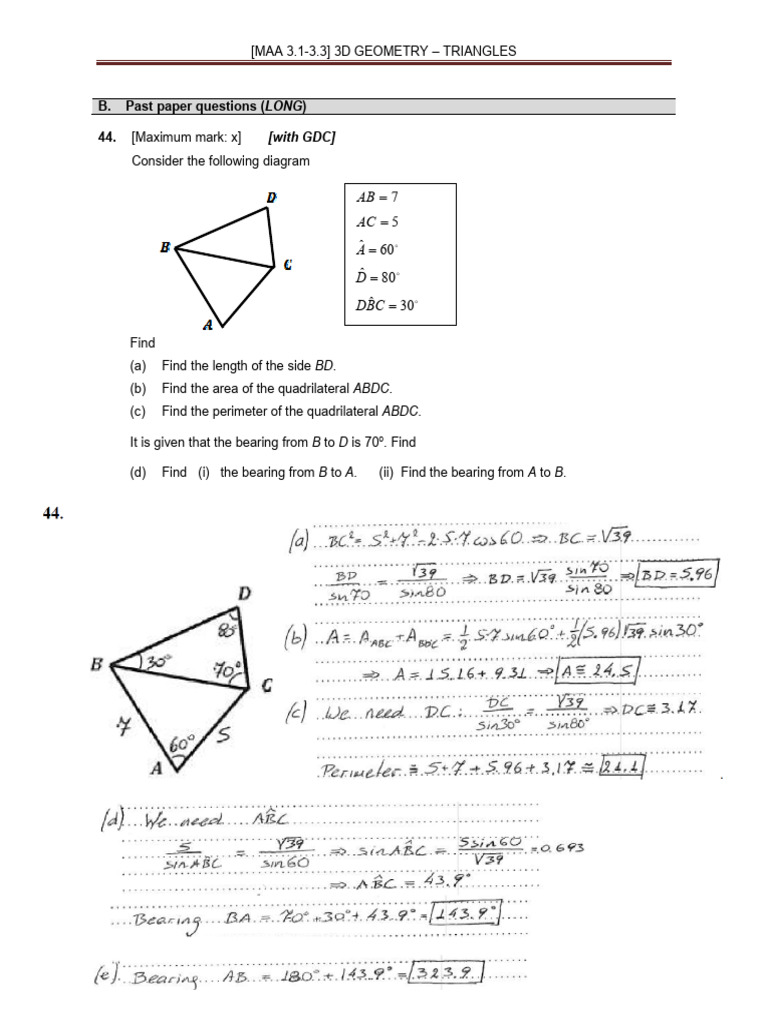 10 IB Exam Worksheet - B - S | PDF | Circle | Trigonometric Functions