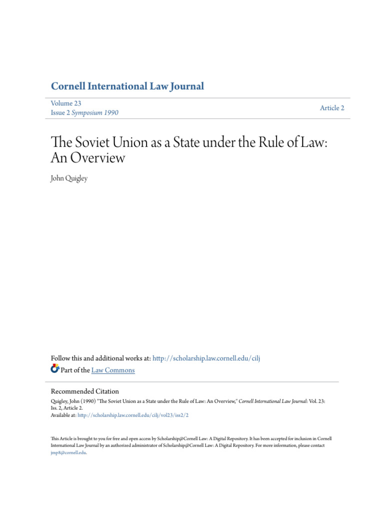 The Soviet Union As A State Under The Rule of Law - An Overview ...