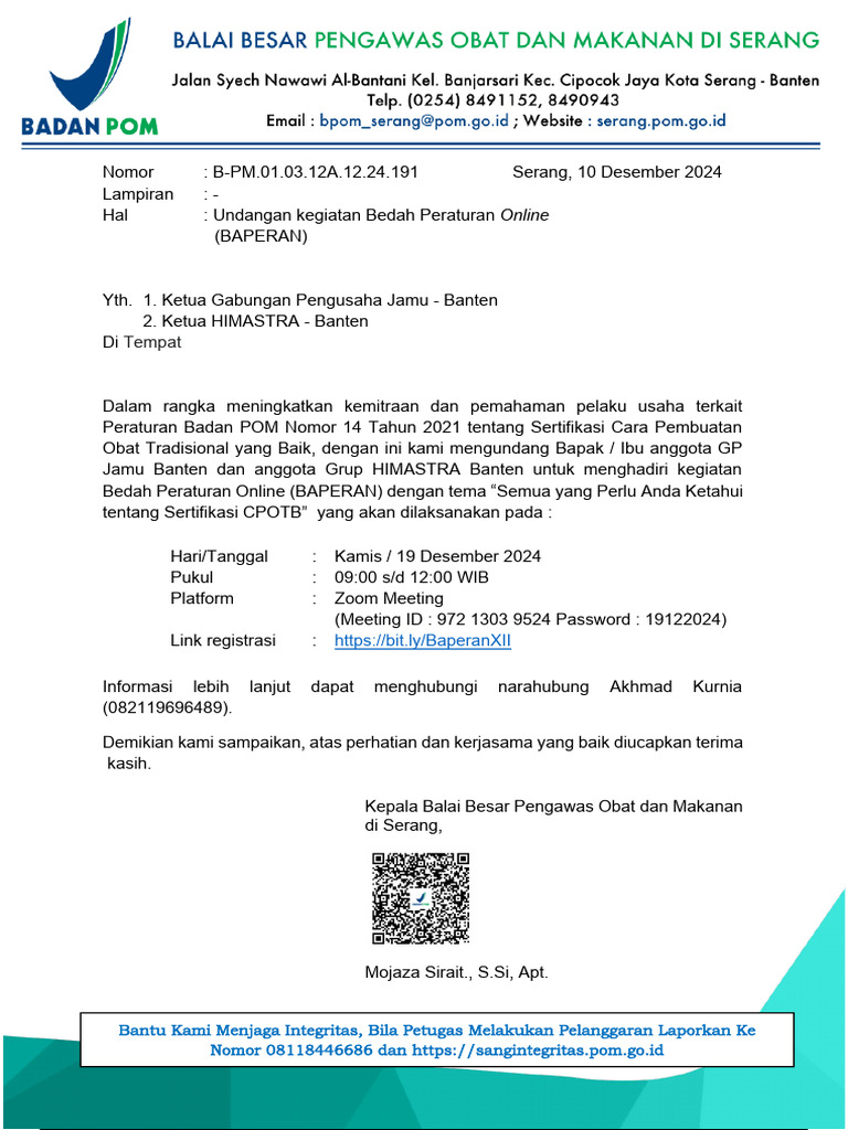 Undangan Baperan XII - TTD | PDF