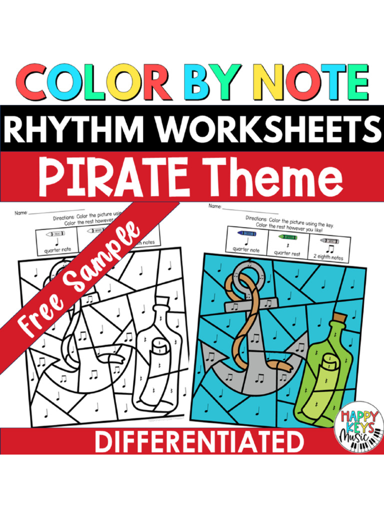 Free Color by Note Rhythm Worksheets | PDF