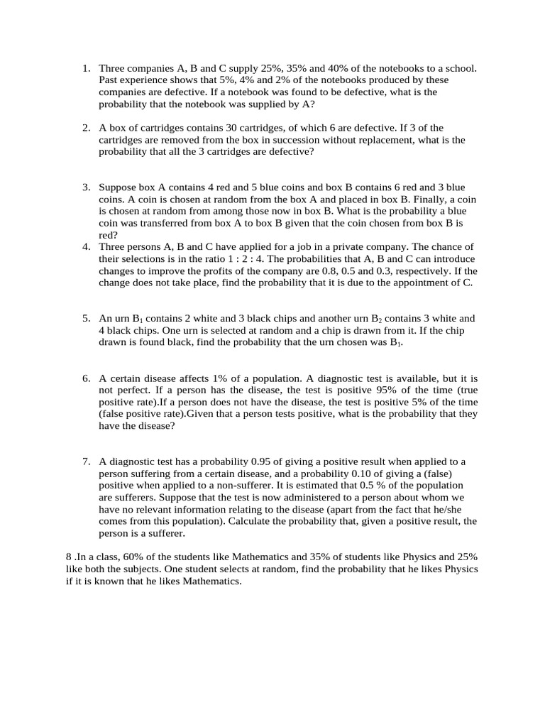 Practice Question of Prob | PDF | Sensitivity And Specificity