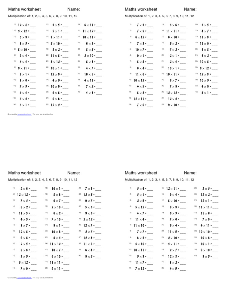 Doxdirect Times Tables | PDF
