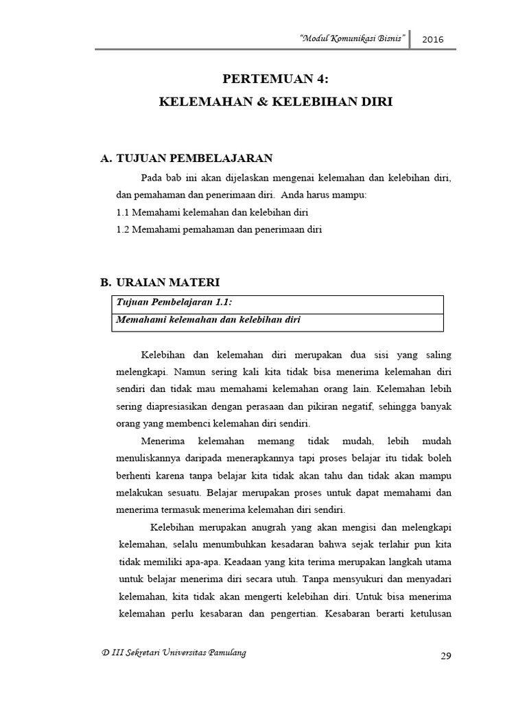 Pertemuan Ke 4 - Kelemahan - Kelebihan Diri | PDF