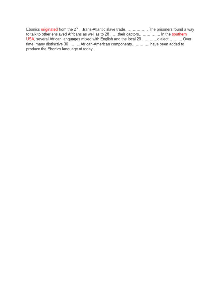 Origins and Evolution of Ebonics | PDF