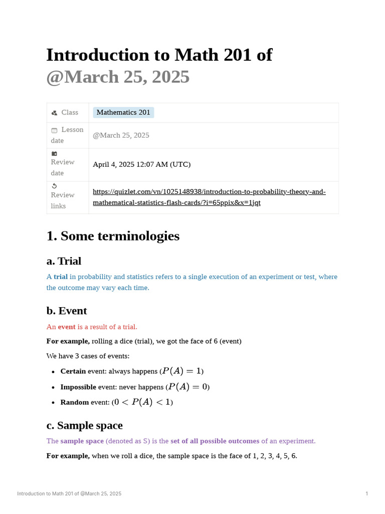 Intro To Probability Theory and Statistical Mathematics | PDF ...