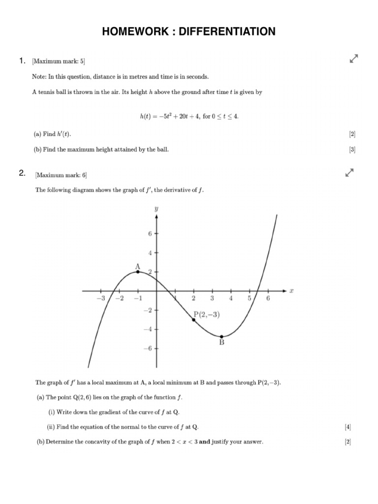 Differentiation Homework | PDF