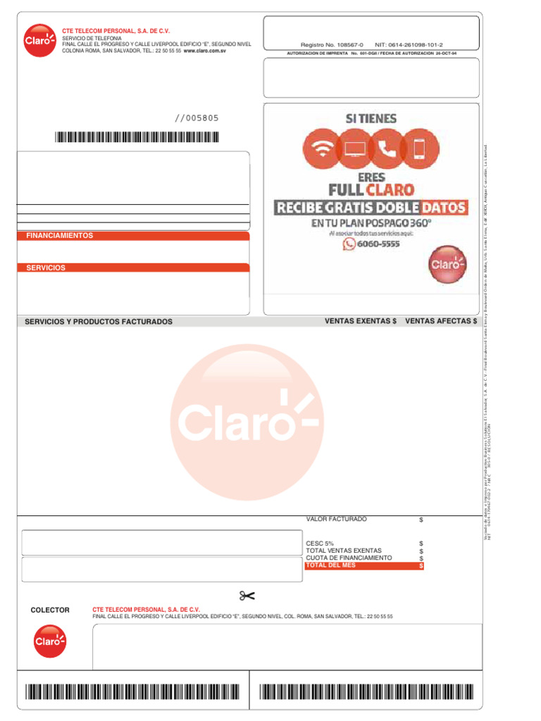 Factura Claro Móvil: Servicios y Pagos | PDF | Tecnología bancaria | Pagos