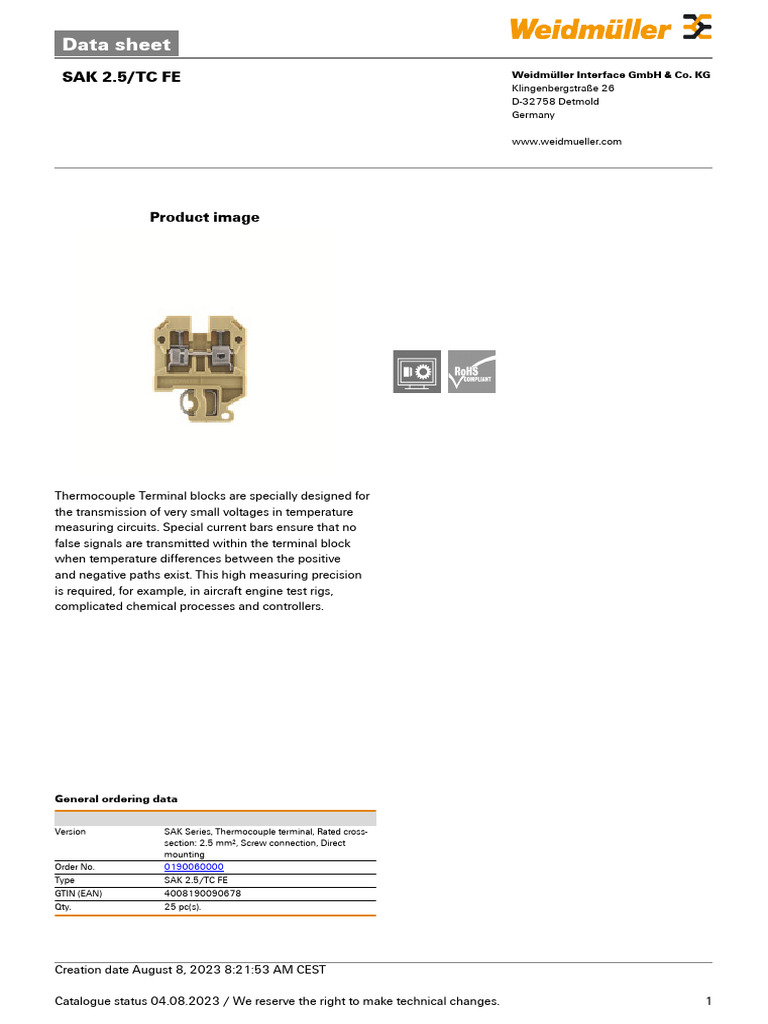 SAK 2.5 TC FE en | PDF | Thermocouple | Electrical Engineering