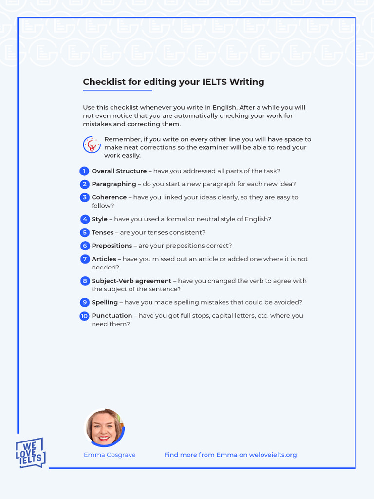 Checklist For IELTS Writing Answer | PDF | Verb | Linguistics