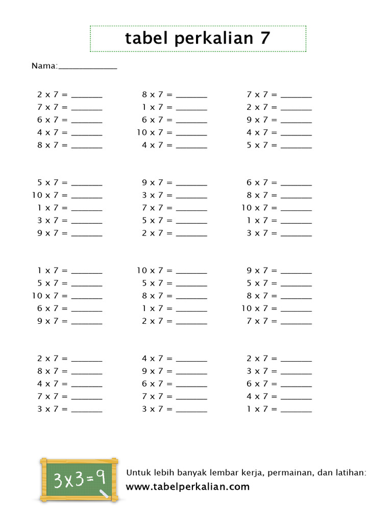 Latihan Soal Perkalian 7 | PDF