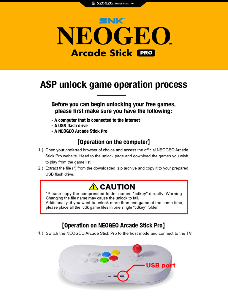 Unlock Games on NEOGEO Arcade Stick Pro | PDF
