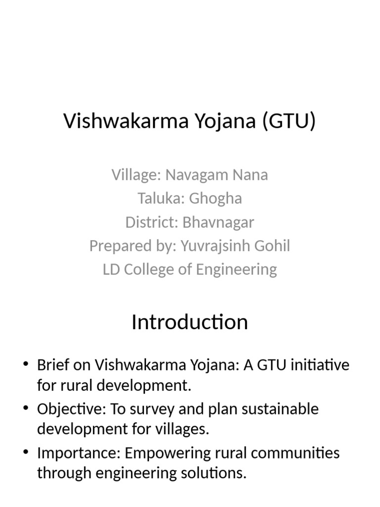 Vishwakarma Yojana: Navagam Nana Overview | PDF