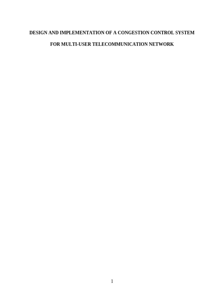 DESIGN AND IMPLEMENTATION OF A CONGESTION CONTROL SYSTEM FOR MULTI-USER TELECOMM | PDF | Network ...