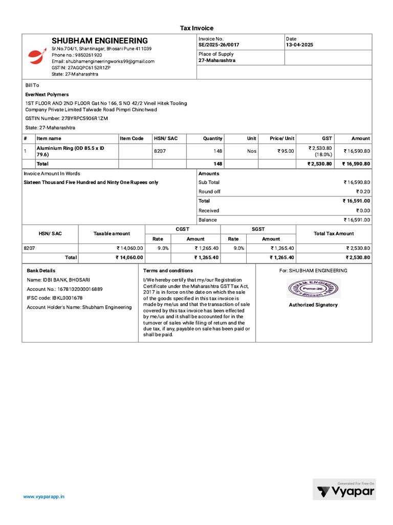 Sale_SE 2025-26 0017_13-04-2025 | PDF | Invoice | Economies