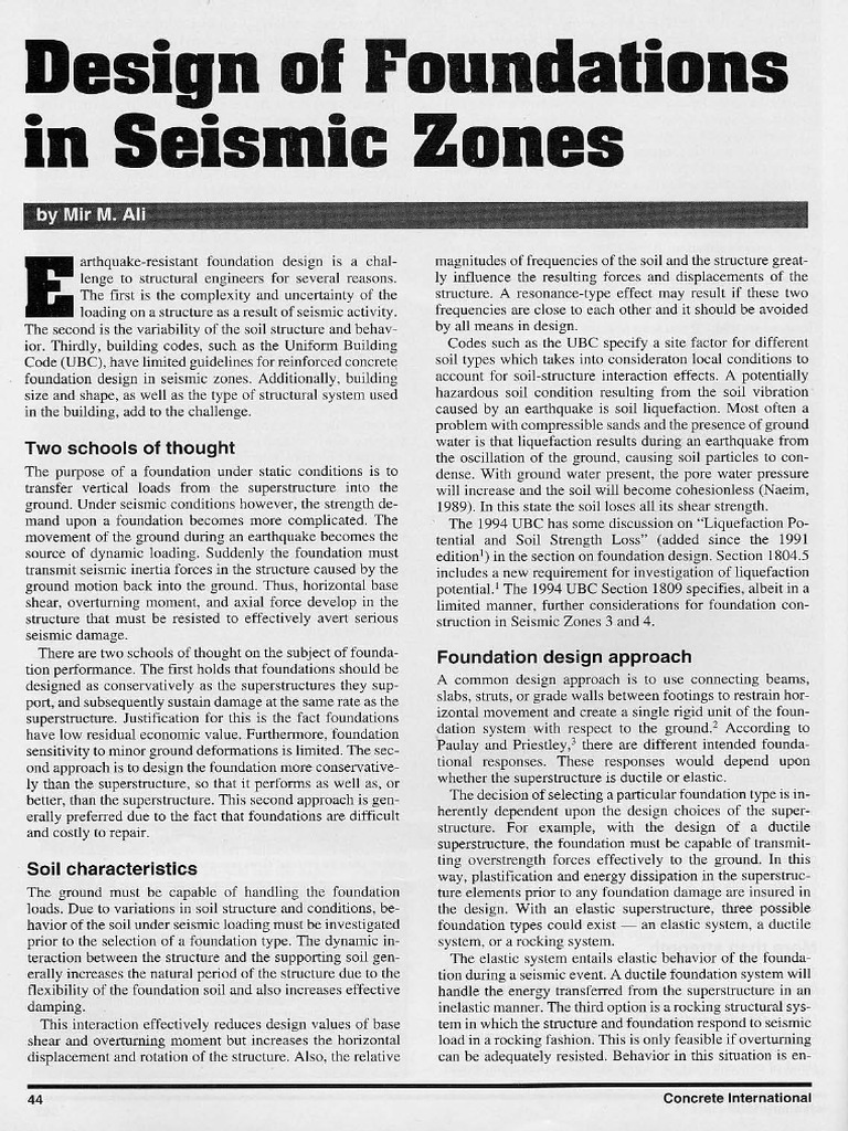 1997 - Design of Foundations in Seismic Zones | PDF