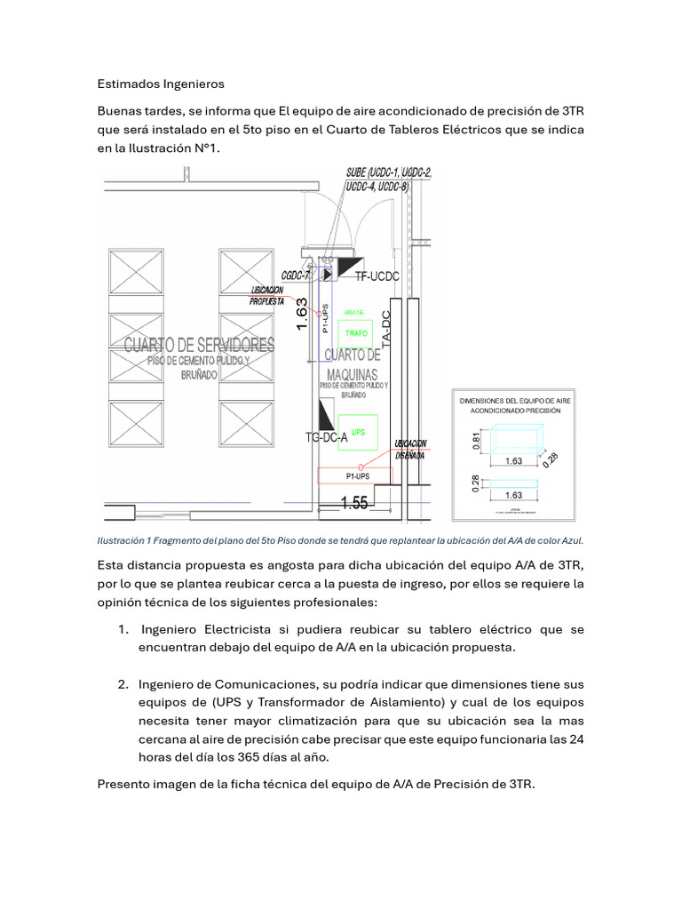 Imagenes de Equipo de Aire Acondicionado Precisión de 3TR Propuesto | PDF