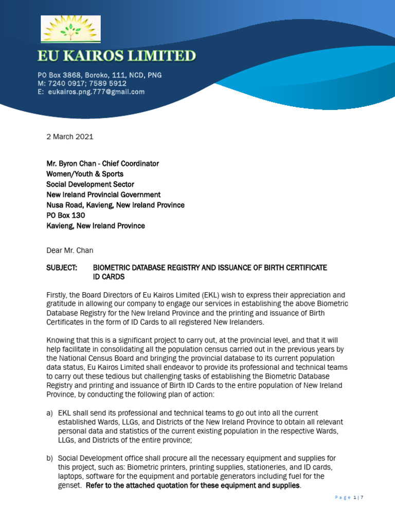 1.Covering Letter to BC for Phases 1 to 4 | PDF | Identity Document