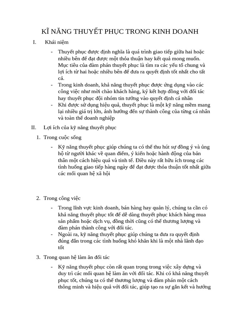 Kĩ Năng Thuyết Phục Trong Kinh Doanh | PDF