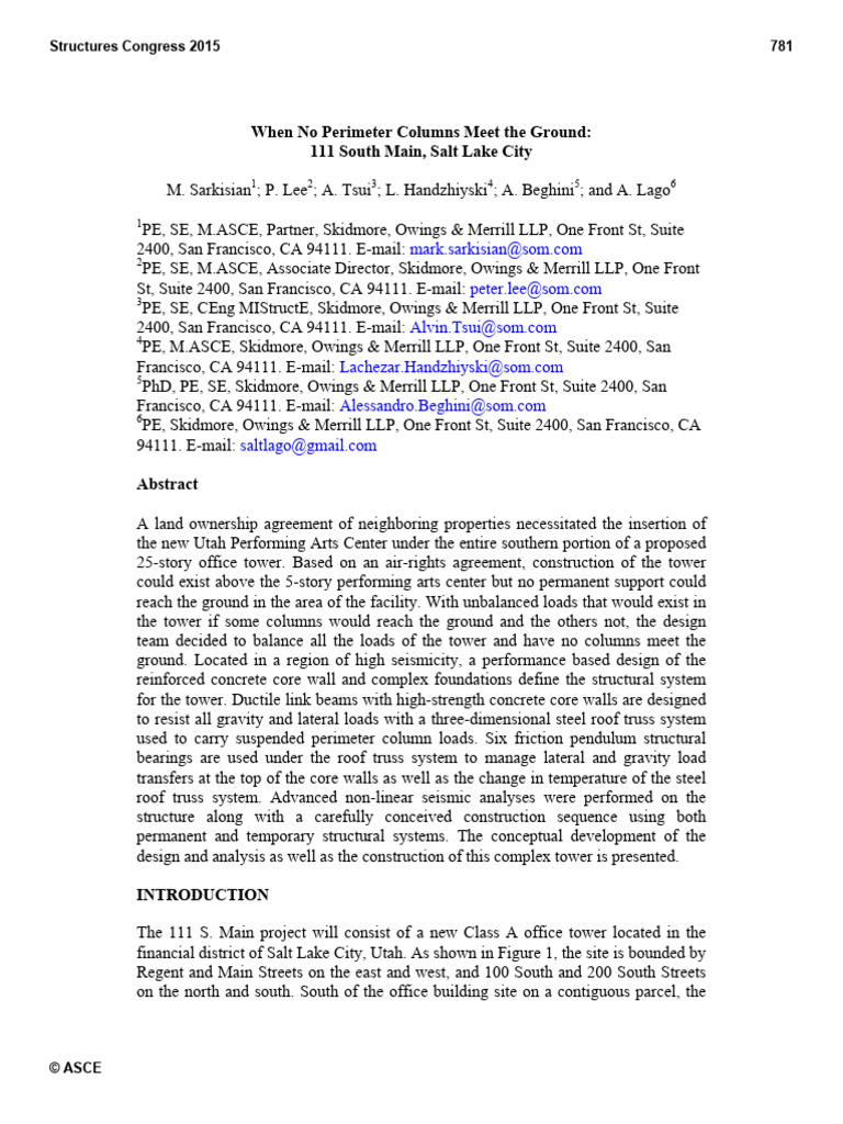2015 - When No Perimeter Columns Meet the Ground- 111 South Main, Salt ...