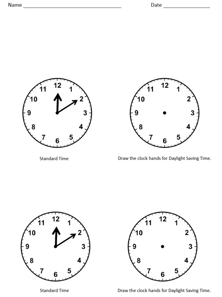 DST Printable Worksheets | PDF | Daylight Saving Time | Spacetime