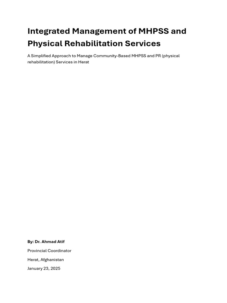 Community-Based MHPSS & PR Guidelines | PDF | Physical Therapy | Mental ...