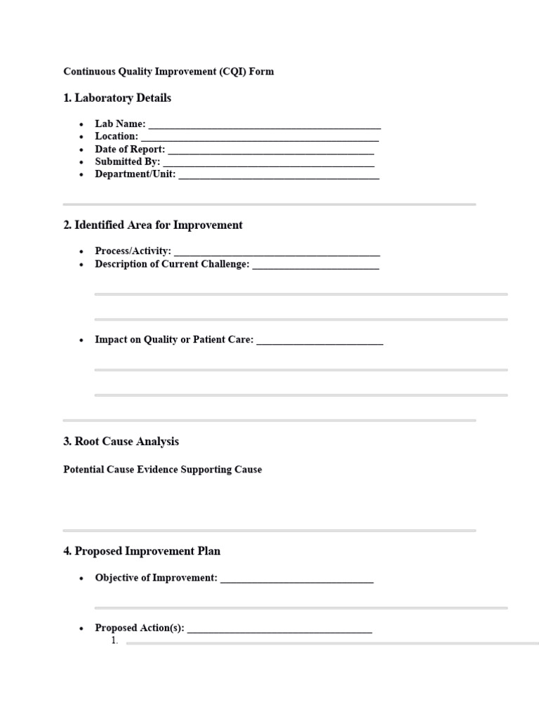 Continuous Quality Improvement (CQI) Form | PDF